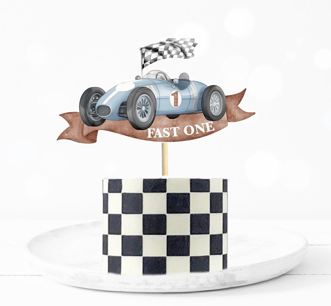 Printable Fast One Cake Topper, Centrepiece, Race Car 1st Birthday, Car ...