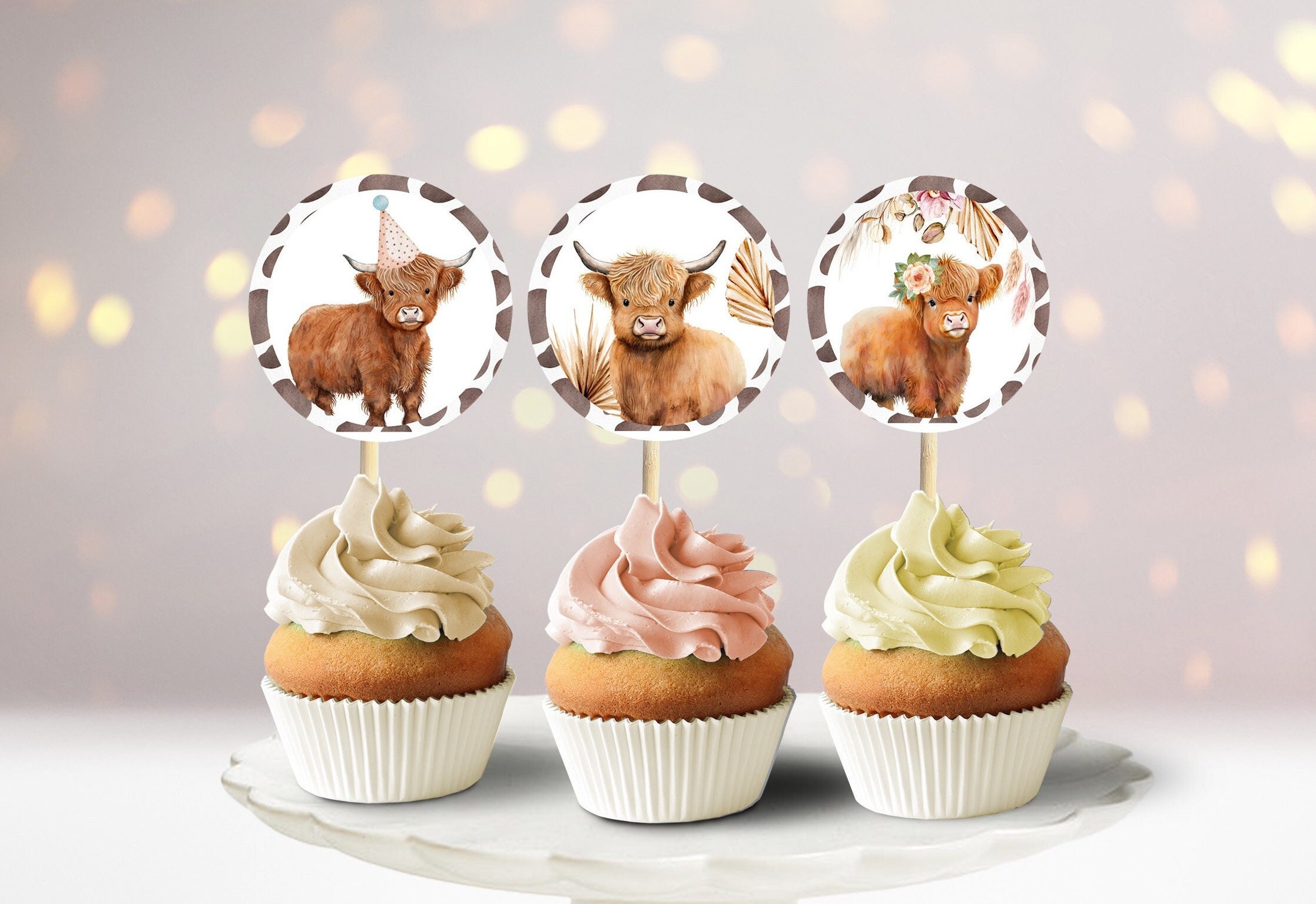 Printable Highland Cow Cake Toppers Baby Shower Birthday - Etsy