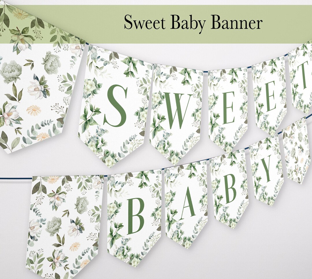 Printable Sweet Baby Banner Bunting Neutral Baby Shower Banner Instant ...
