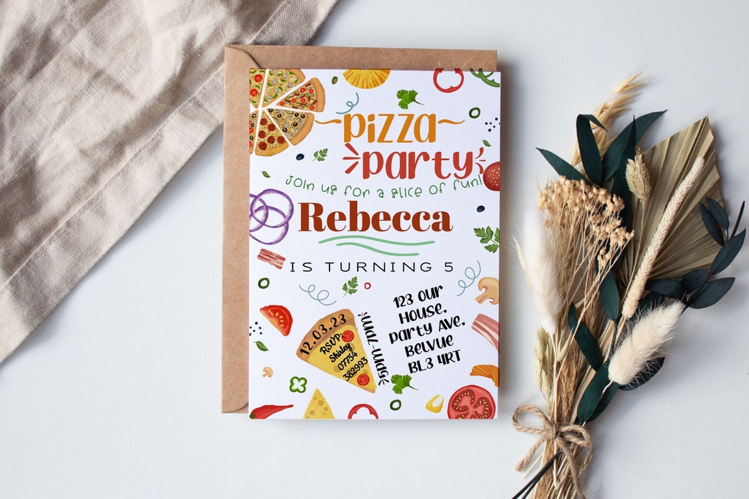Editable Pizza Party Birthday Invitation, Birthday Invite Boys and ...