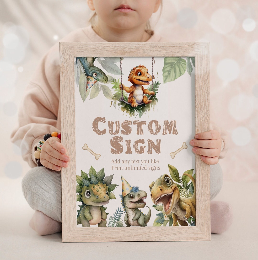 Editable Custom Sign Dinosaur Party Sign, Dino Party Table Sign, Buffet ...