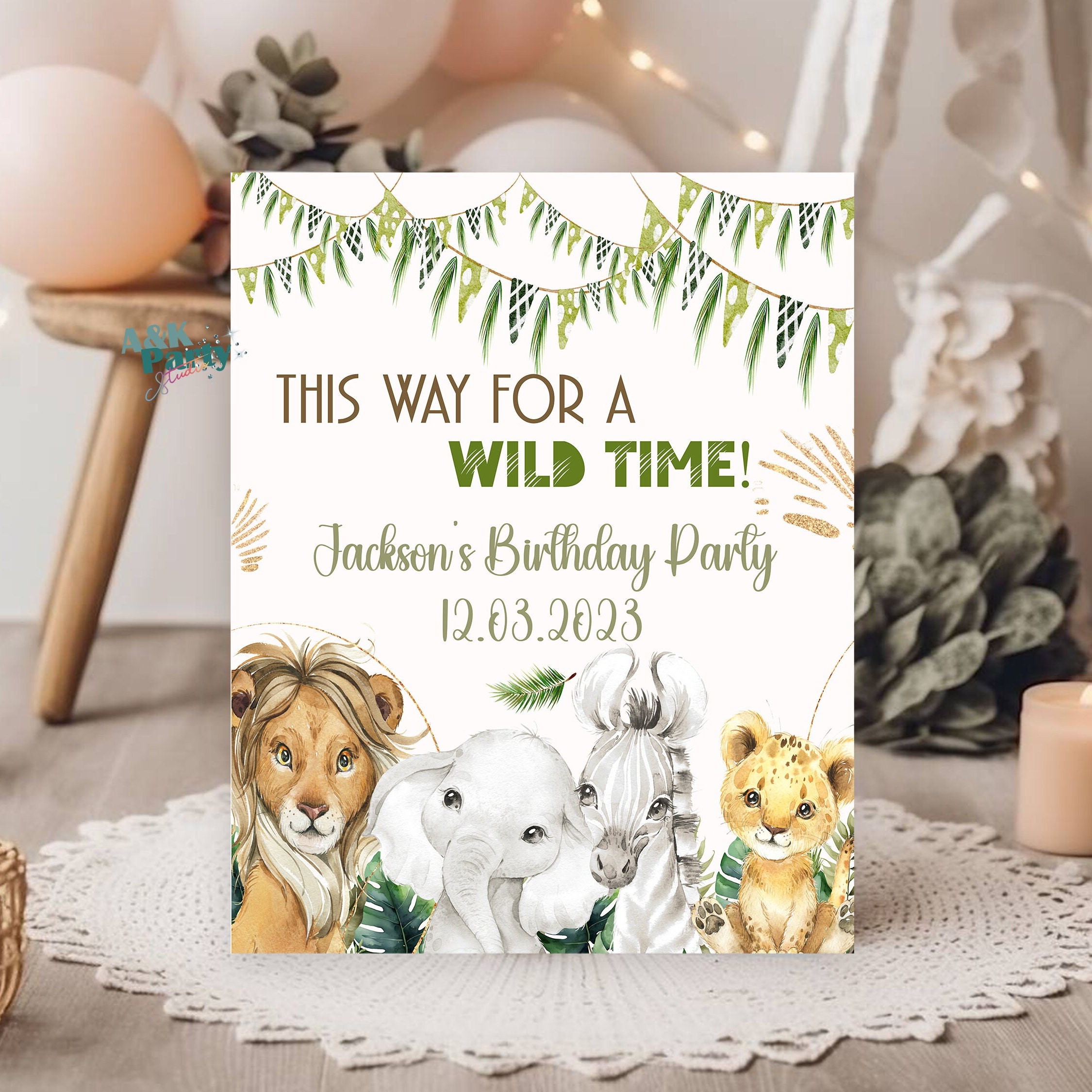 Editable Jungle Animals Welcome Sign Party Animals Sign Zoo Safari ...