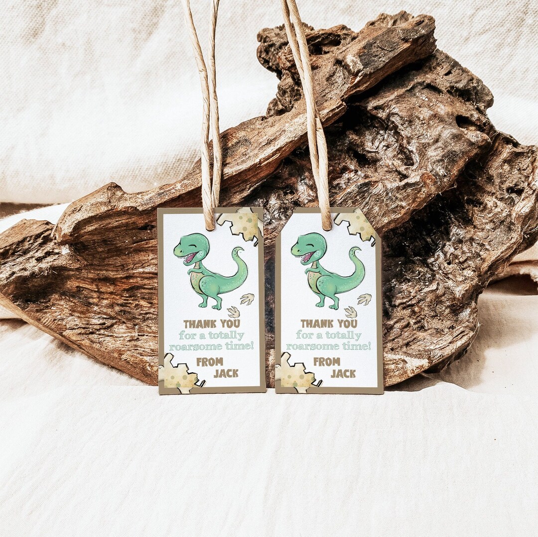 Editable Roarsome Gift Tags, Birthday Party Favors, Dinosaur Thank You ...
