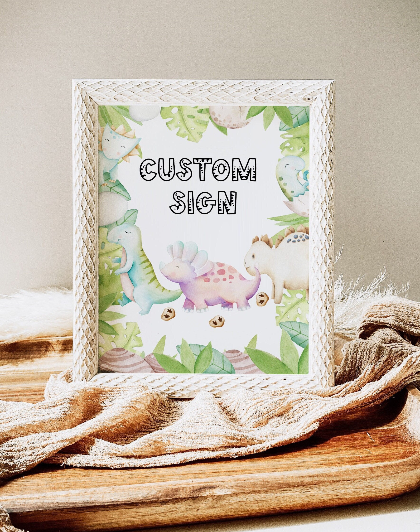 Editable Custom Dinosaur Sign Food Buffet Table Sign, Boys Dinosaur ...