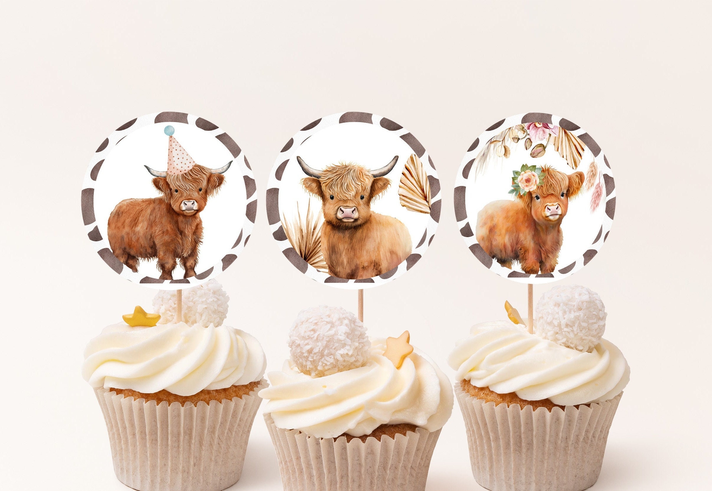 Printable Highland Cow Cake Toppers Baby Shower Birthday - Etsy