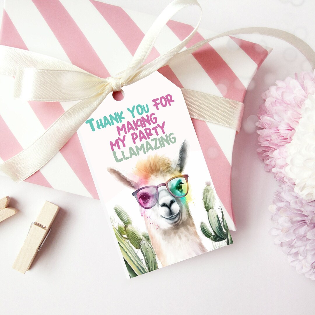 Editable Llamazing Thank You Gift Tag,thank You Label Llama Gift Tag ...