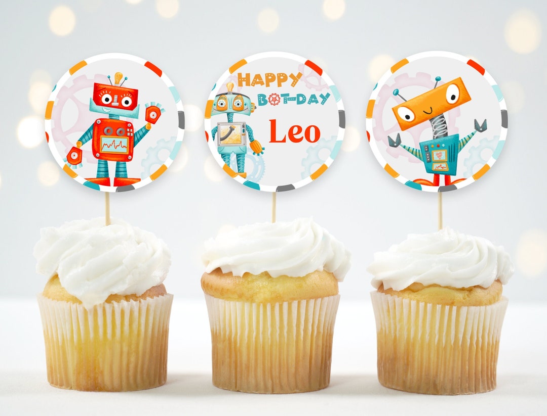 Editable Robots Cake Topper Robot Cake Decor Upgrading Age Boys Robot ...