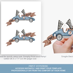 Printable Two Fast Cake Topper, Centrepiece, Race Car 2nd Birthday, Car ...