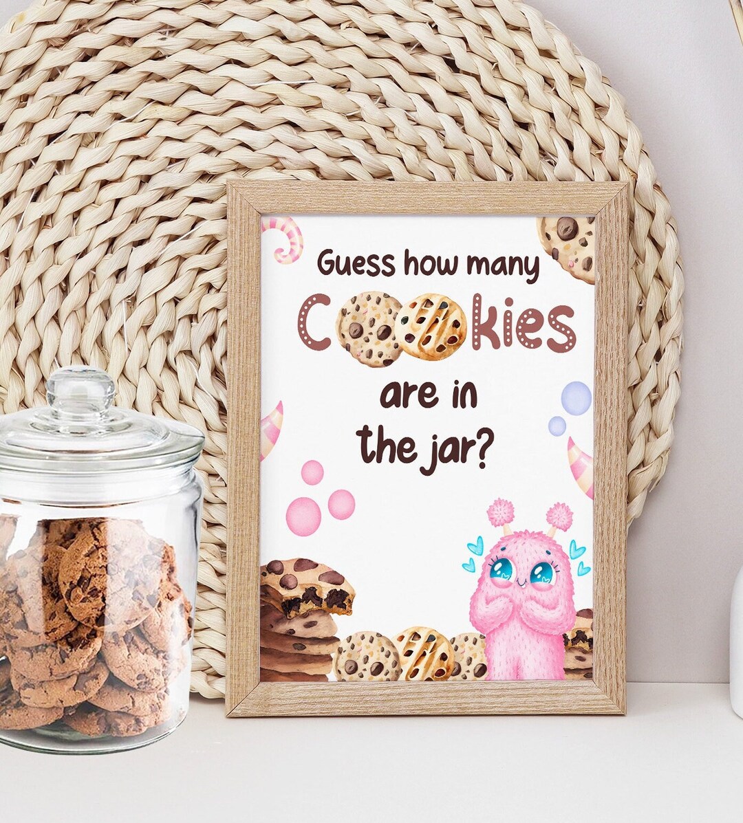 Printable How Many Cookies Are in the Jar Sign, Girls Party Decor ...