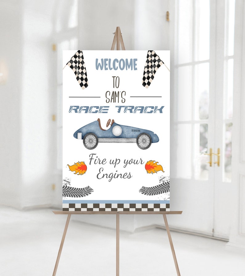 Editable Welcome Race Car Birthday Sign A3 Sign Two Fast - Etsy