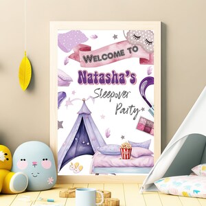 Editable Welcome Sleepover Birthday Sign A3 Sign Slumber Party Sign ...