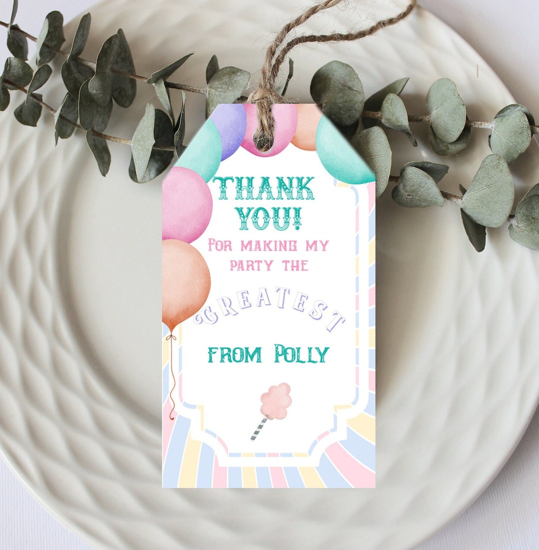 Editable Carnival Gift Tags, Birthday Party Favors, Circus Party Tags ...