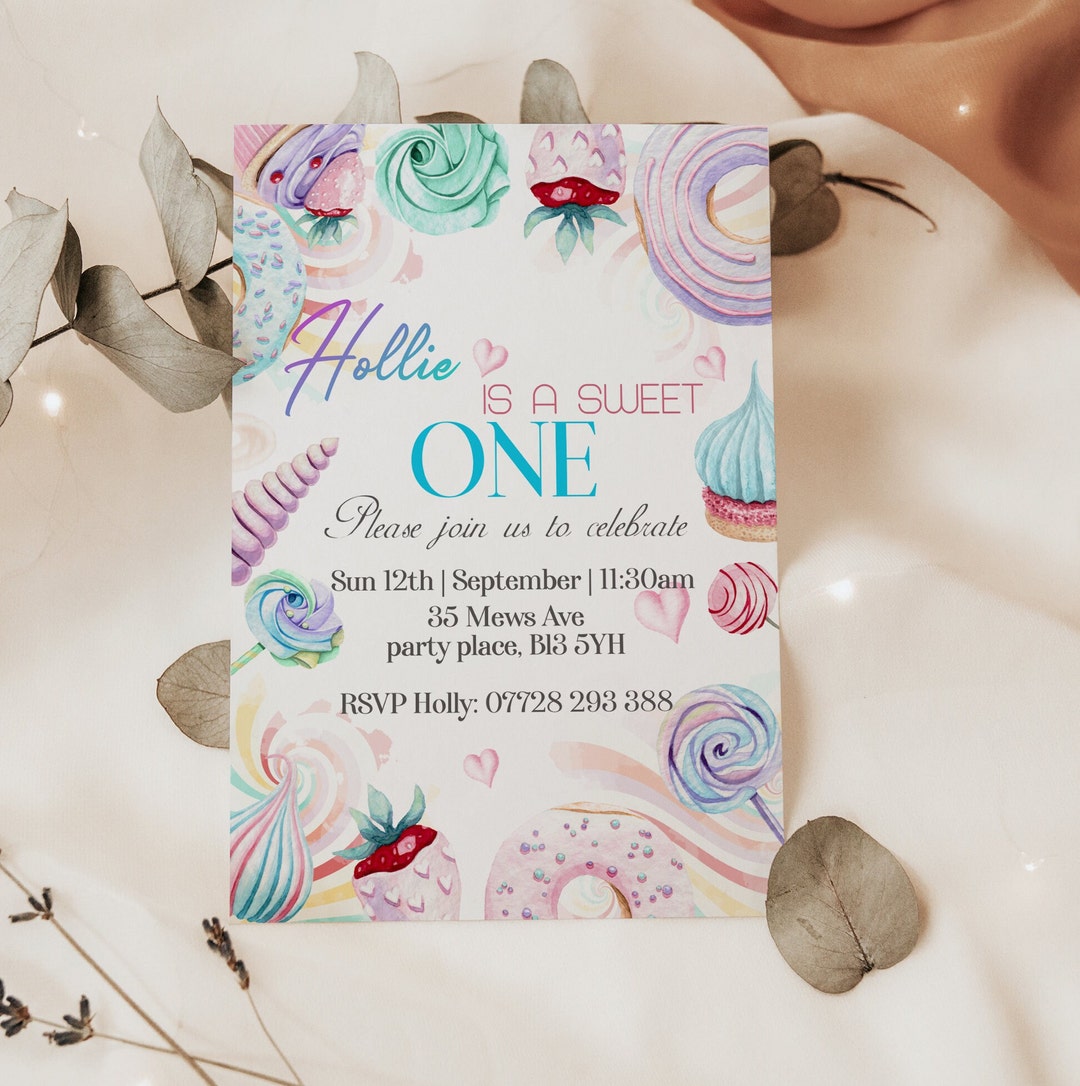 Editable Candy Girls Birhday Invitation, Sweet Birthday Invite, Sweet ...