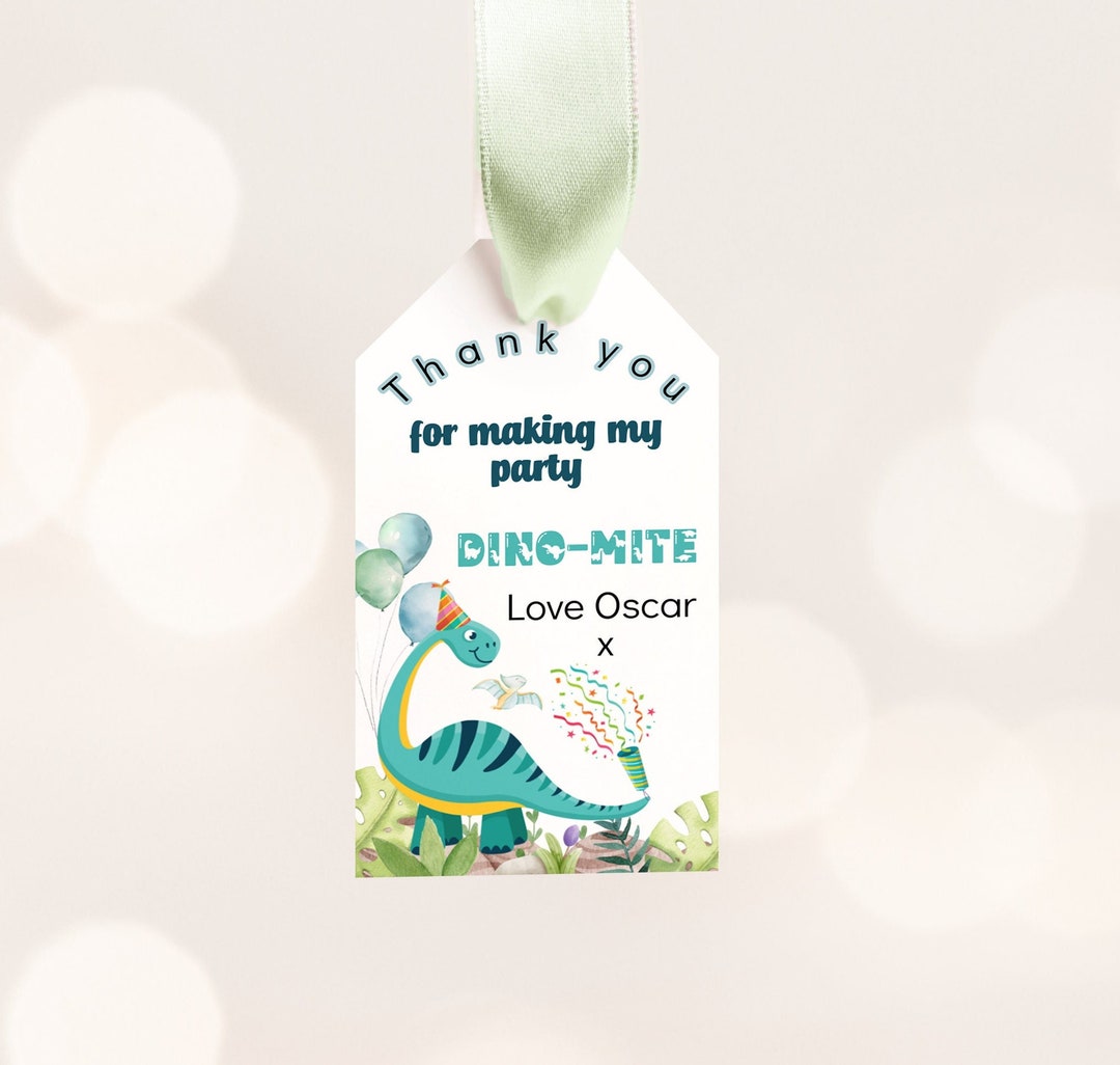 Editable Boys Dinosaur Favor Tags Gift Tag Labels Dino Mite Party Tags ...