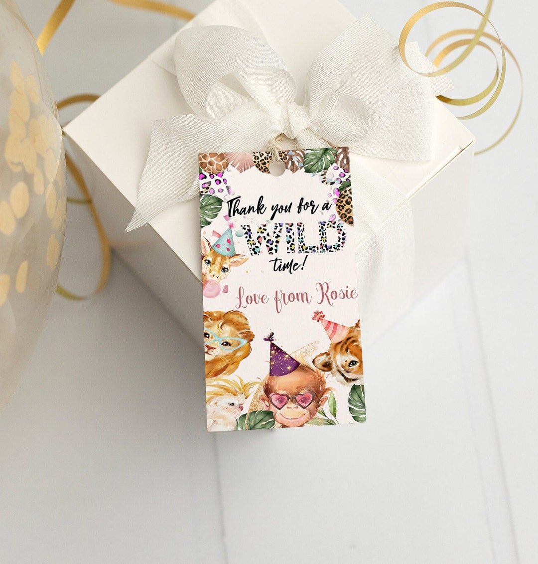Editable Thank You Wild Animal Gift Tags Party Animal Favor Labels ...
