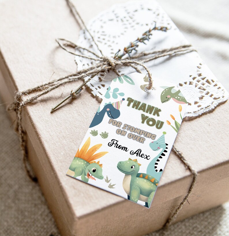Editable Boys Dinosaur Favor Tags Gift Tag Labels Dino Mite Party Tags ...