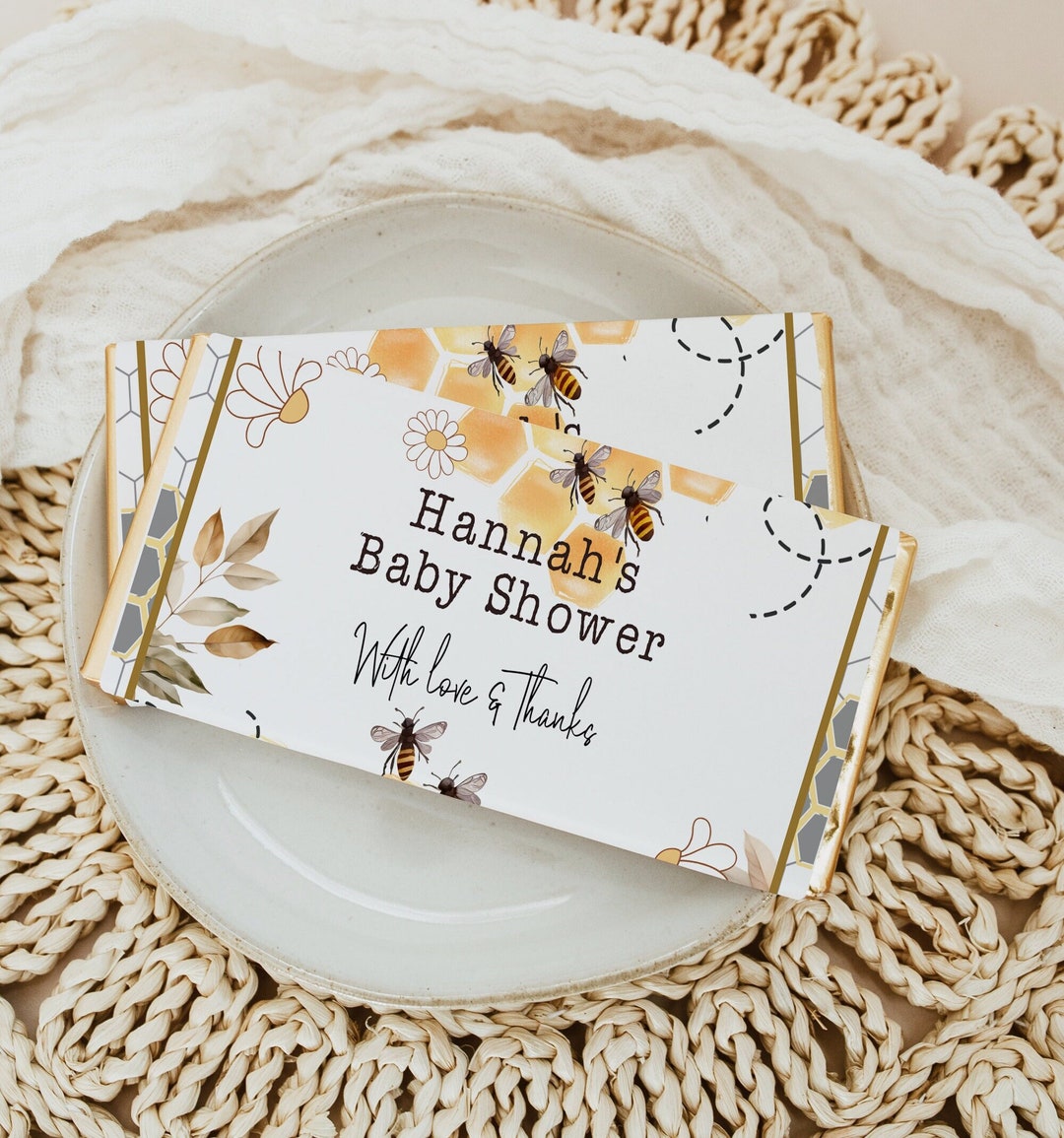 Editable Bee Thank You Chocolate Bar Labels, Bee Candy Bar Wrapper ...