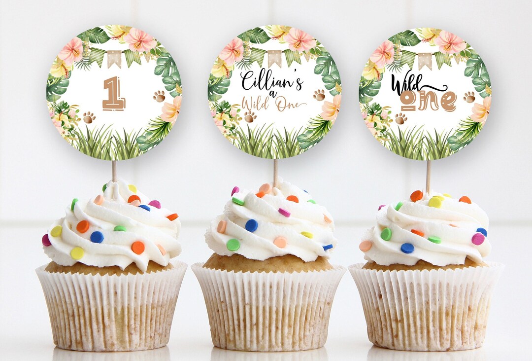 Editable Wild One Cake Toppers, Safari Cake Decor, 1st Birthday Party ...