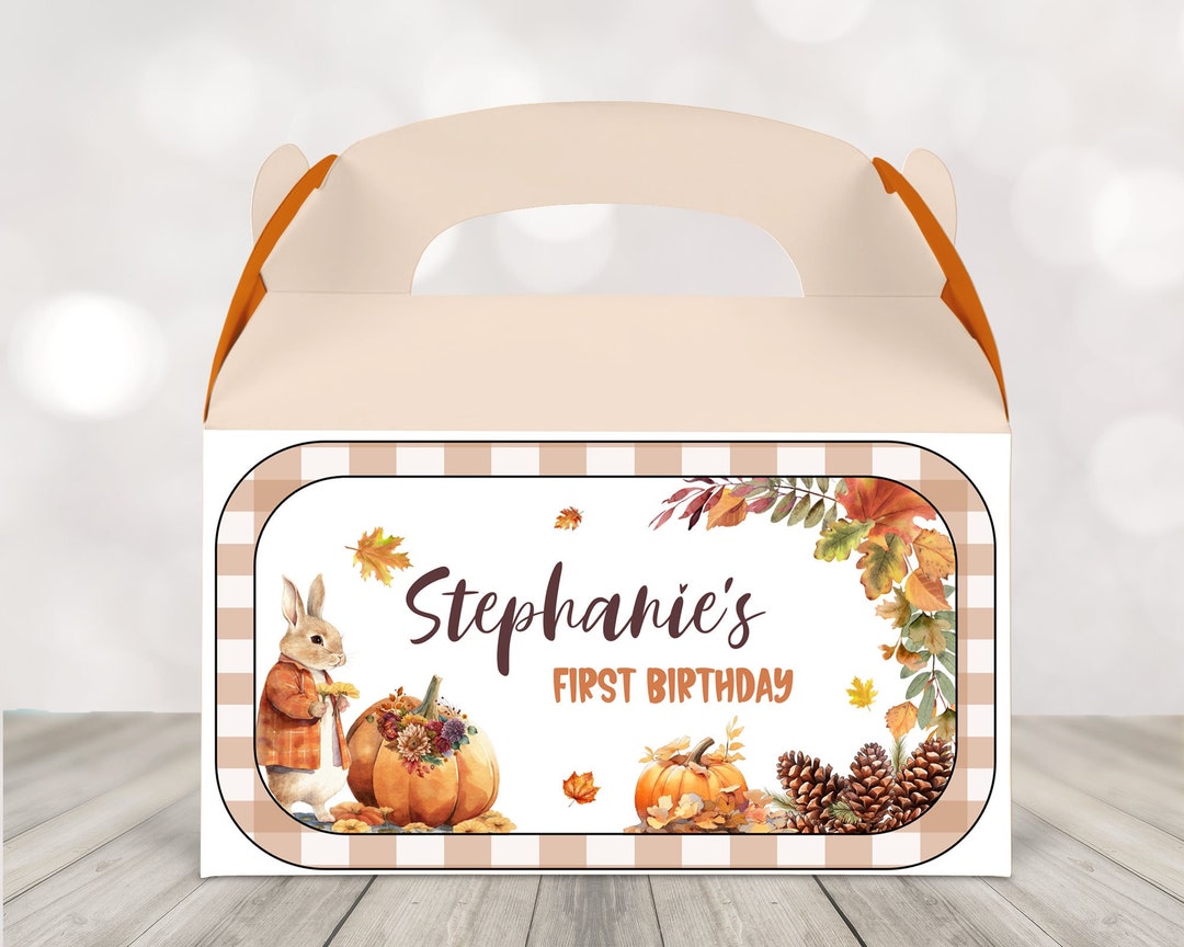 Editable Pumpkin Fall Birthday Gable Gift Box Label Autumnal Birthday ...