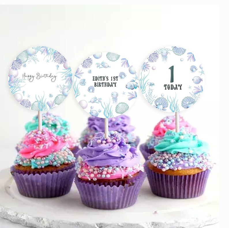 Editable Sea Creatures Cake Toppers Girls Birthday Party - Etsy