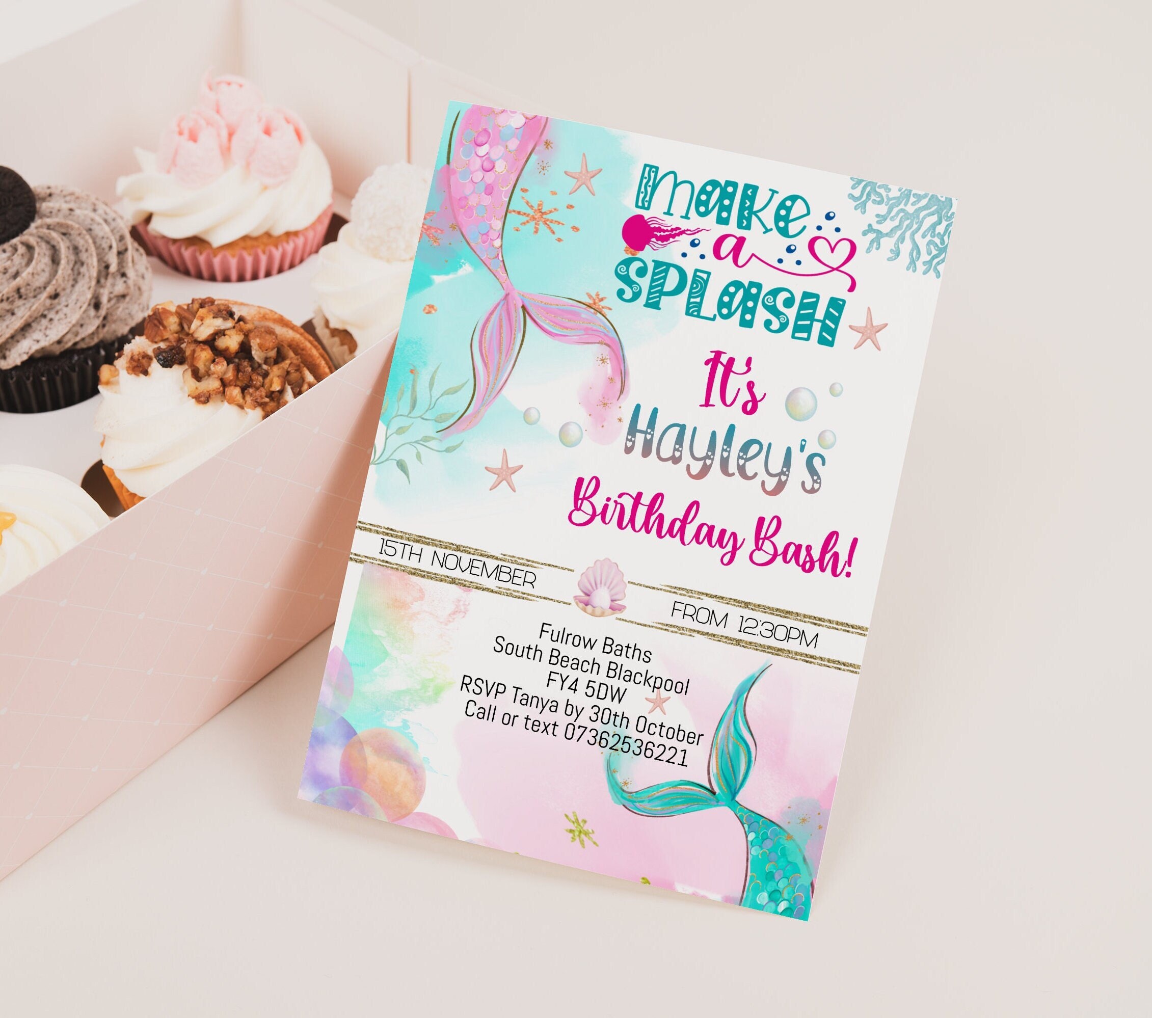 Editable Make a Splash Birthday Invitation, Girls Birthday Invite ...