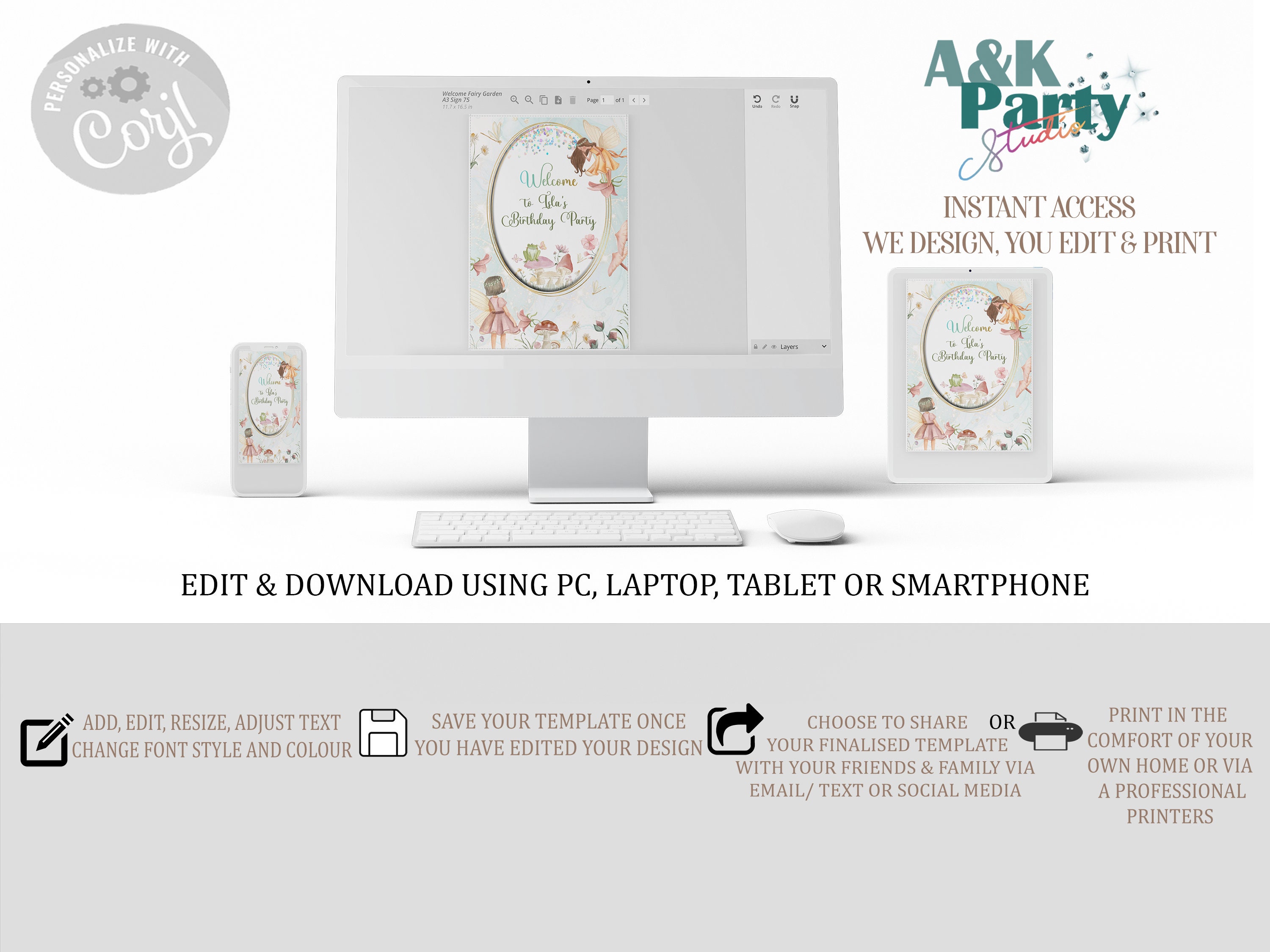 Editable Welcome Fairy Birthday Sign Fairy Garden A3 Sign Welcome ...