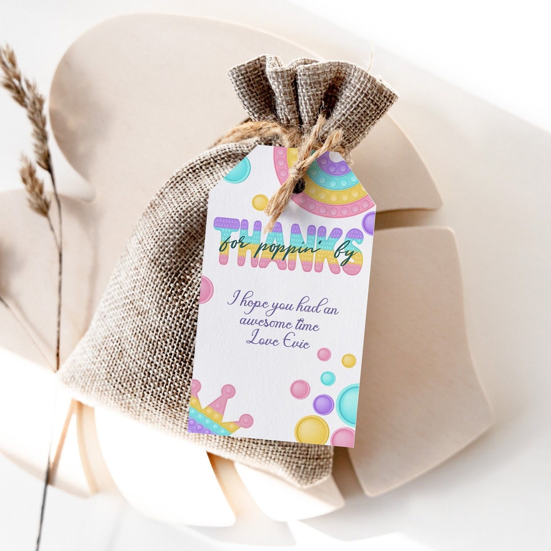 Editable Thanks for Poppin' by Gift Tag,thank You Label Girls Party ...