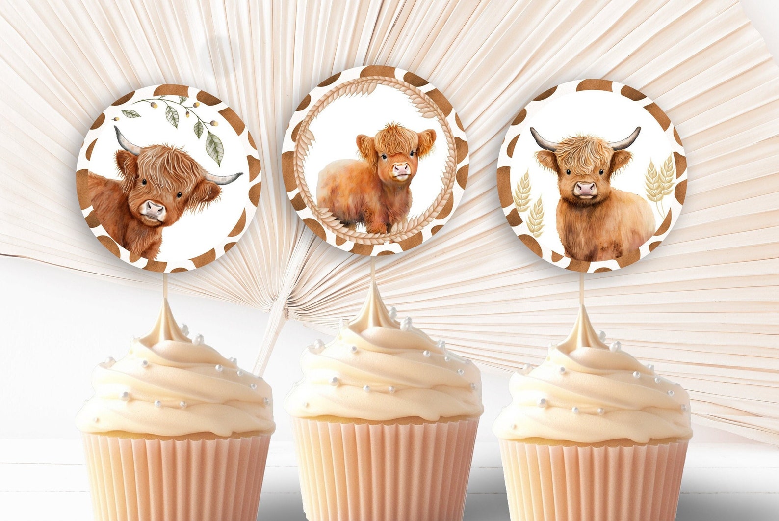 Printable Highland Cow Cake Toppers Baby Shower, Birthday Party Favors ...