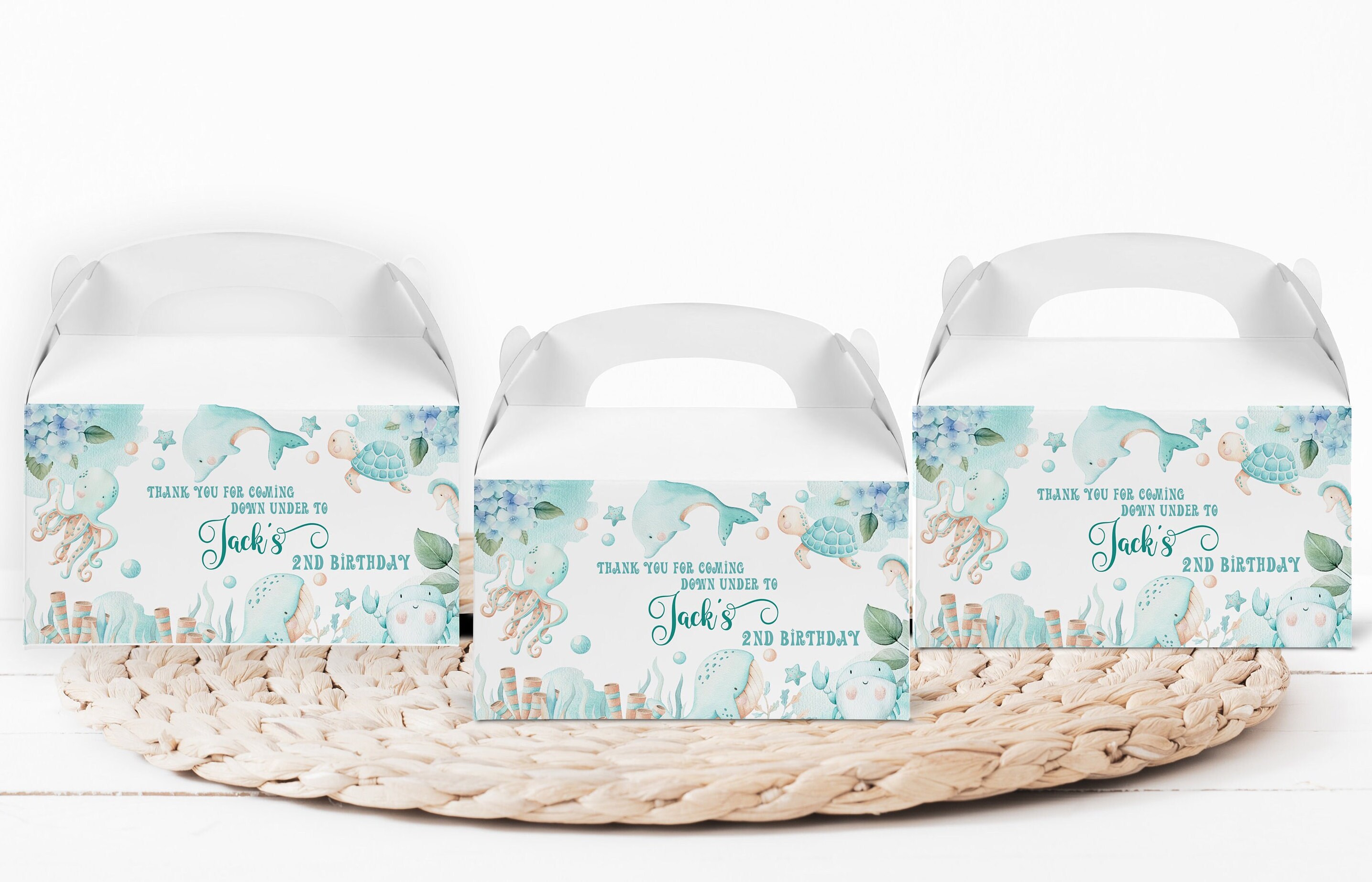 Editable Sea Animals Label Under the Sea Gift Box Label, Birthday Party ...