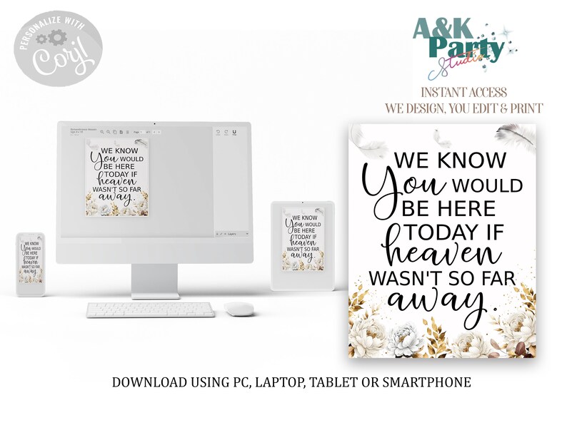 Printable Heaven Sign Remembrance Table Sign Wedding Table - Etsy