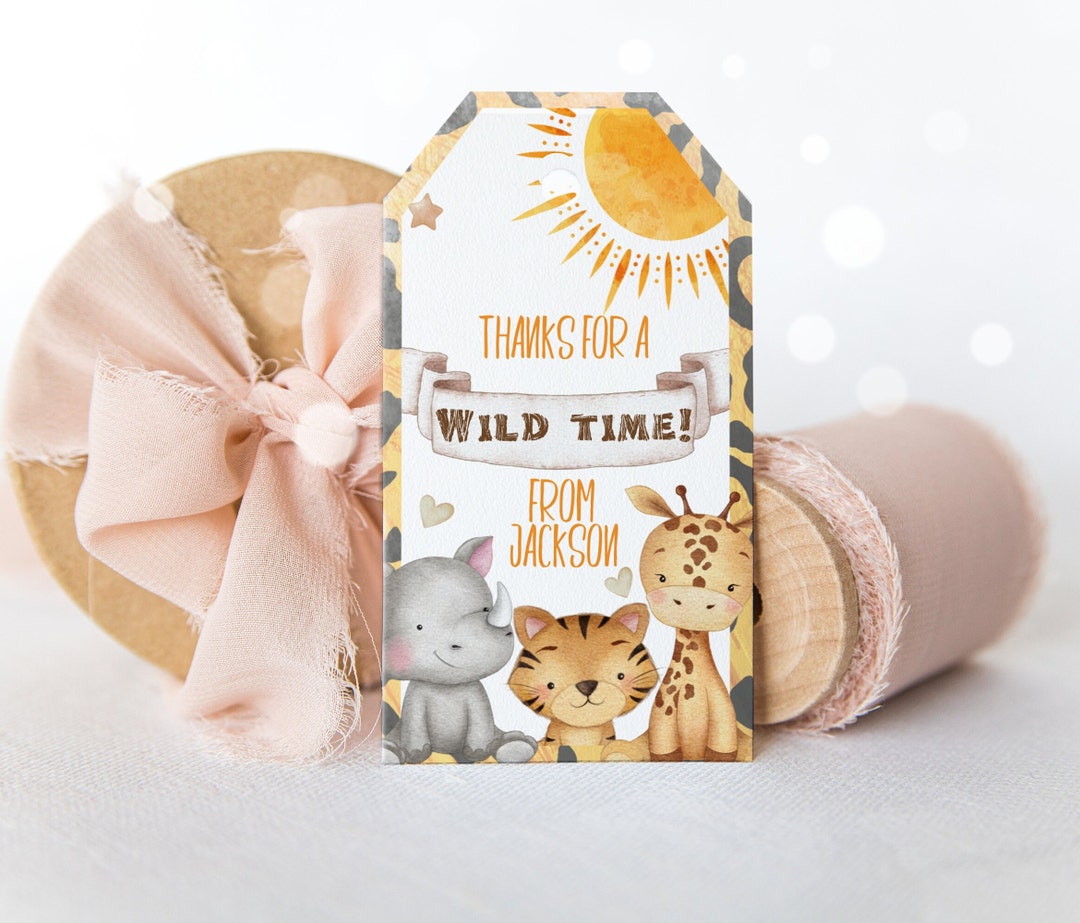 Editable Thank You Safari Tag thank You Label Wild Time Party - Etsy