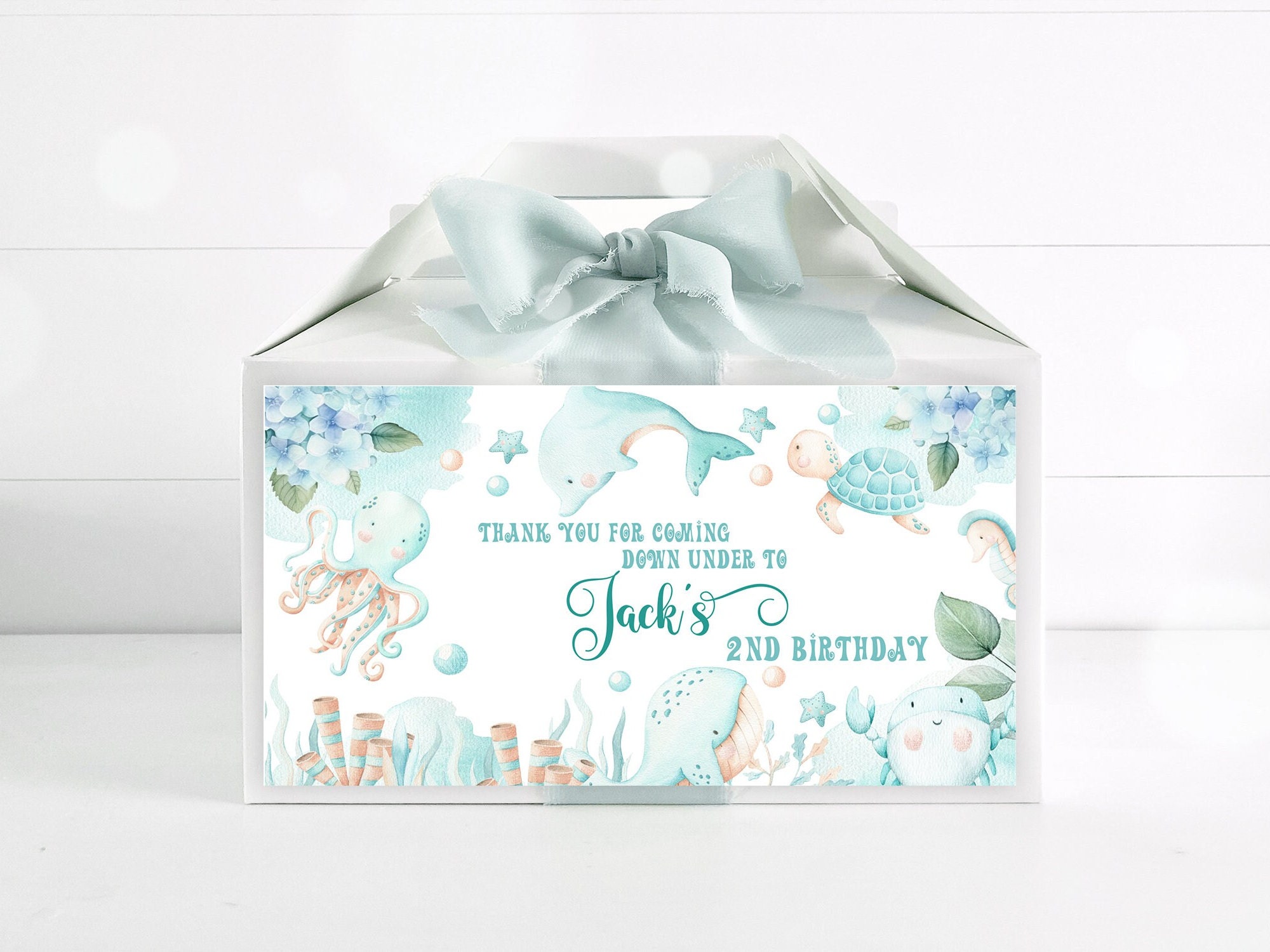 Editable Sea Animals Label Under the Sea Gift Box Label, Birthday Party ...