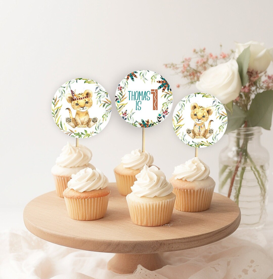 Editable Wild One Cake Toppers, Safari Cake Decor, Tribal Birthday ...