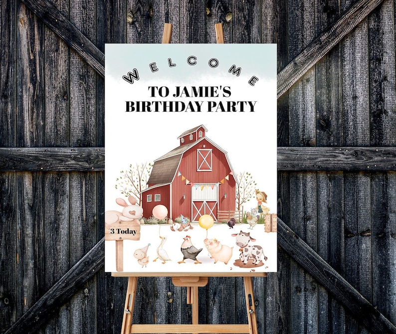 Editable Welcome Farm Animals Birthday Sign Party at the Farm - Etsy