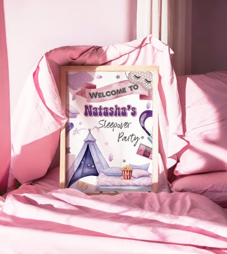 Editable Welcome Sleepover Birthday Sign A3 Sign Slumber Party Sign ...