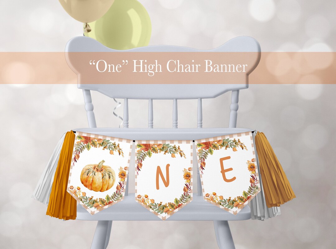 Pumpkin Birthday Banner High Chair Banner, ONE 1st First Birthday ...