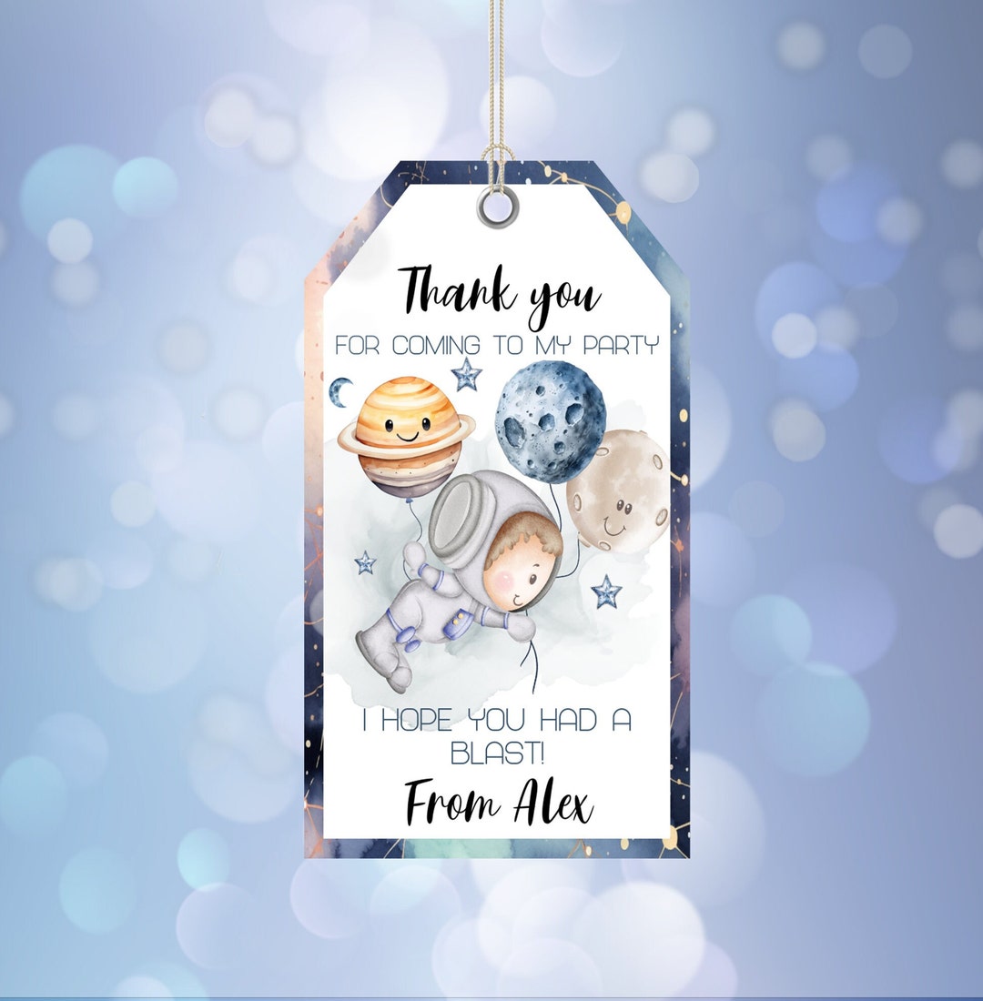 Editable Space Favor Tags Astronaut Birthday Thank You Label Had a ...