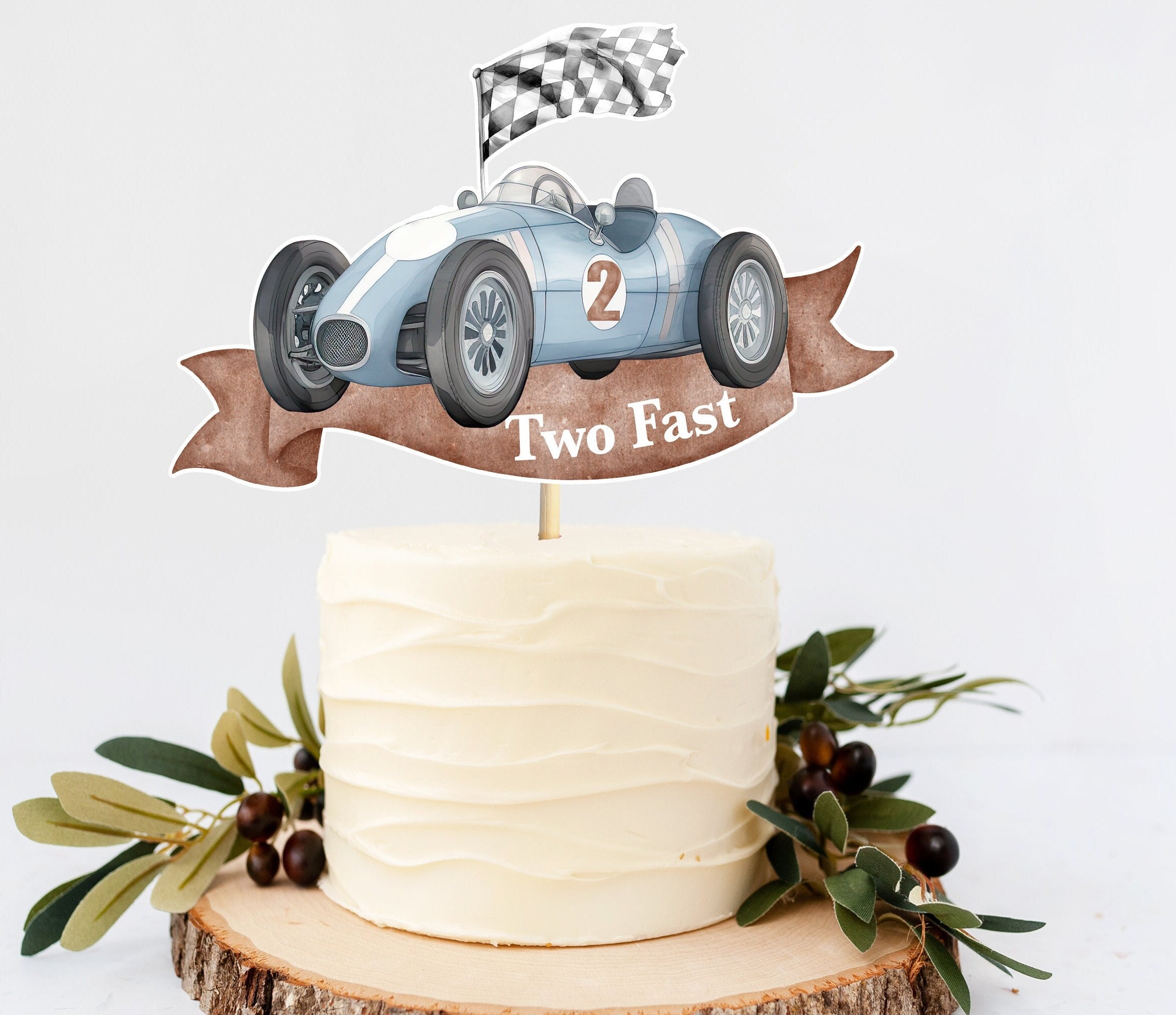Printable Two Fast Cake Topper, Centrepiece, Race Car 2nd Birthday, Car ...