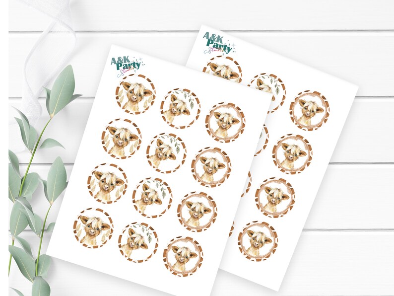 Printable Highland Cow Cake Toppers Baby Shower, Birthday Party Favors ...