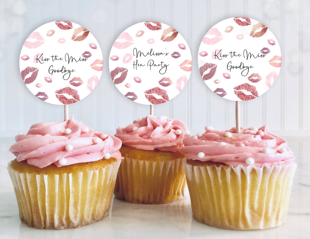 Editable Hen Party Toppers Kiss the Miss Goodbye Party Decor Bride to ...