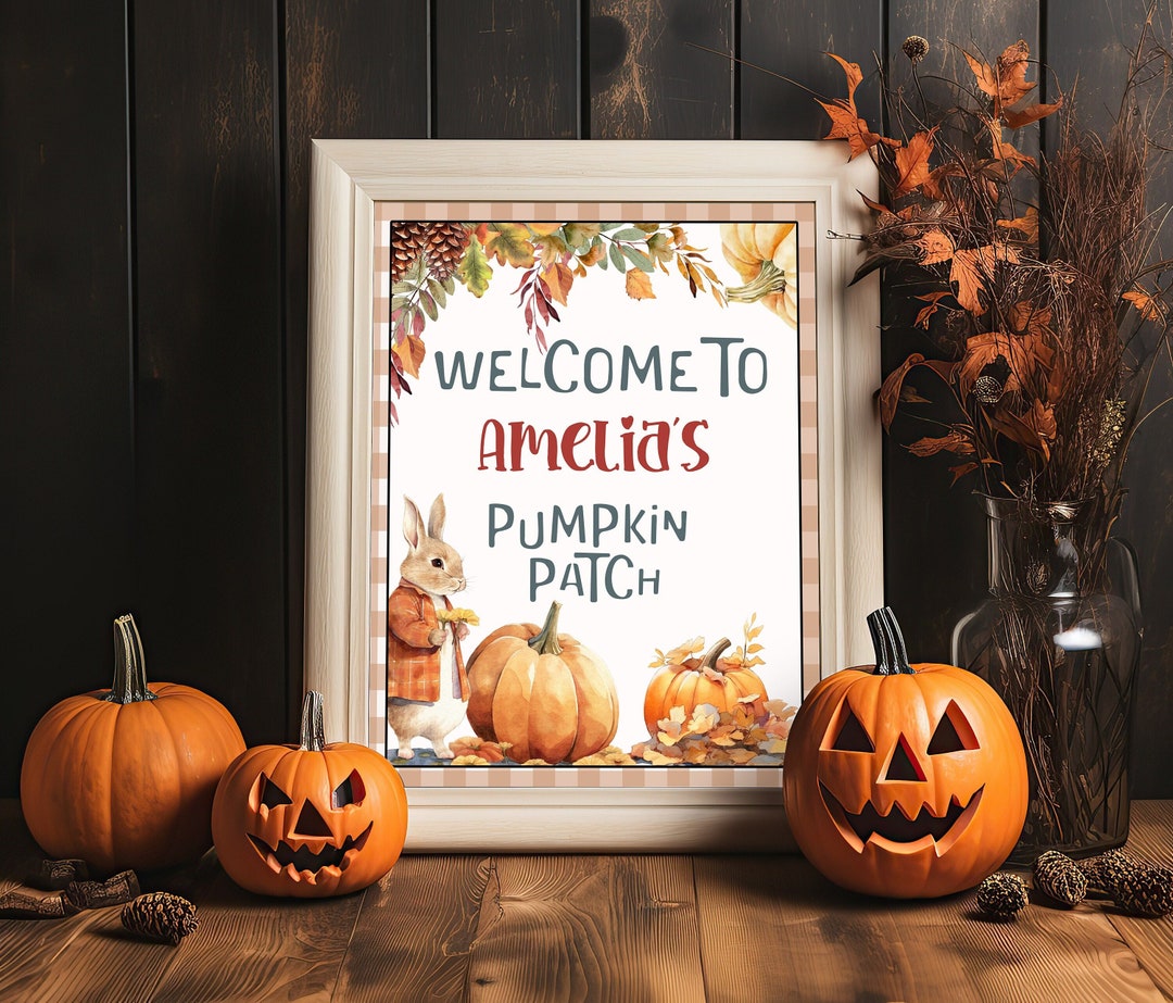 Editable Pumpkin Welcome Sign Party Pumpkin Patch , Orange Sign ...