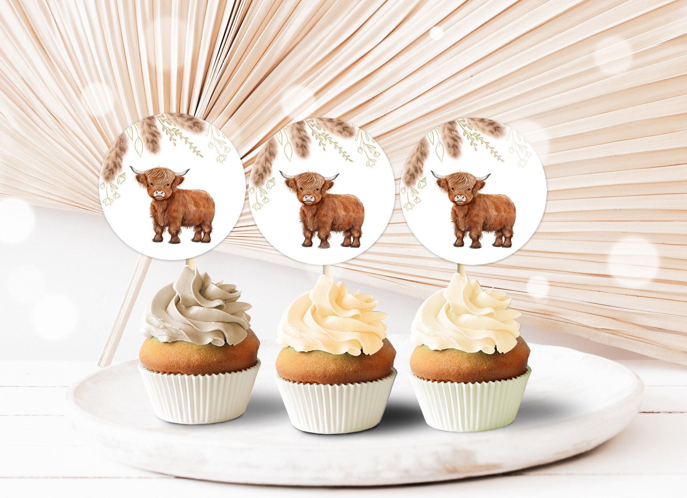Printable Highland Cow Cake Toppers Baby Shower, Birthday Party Favors ...