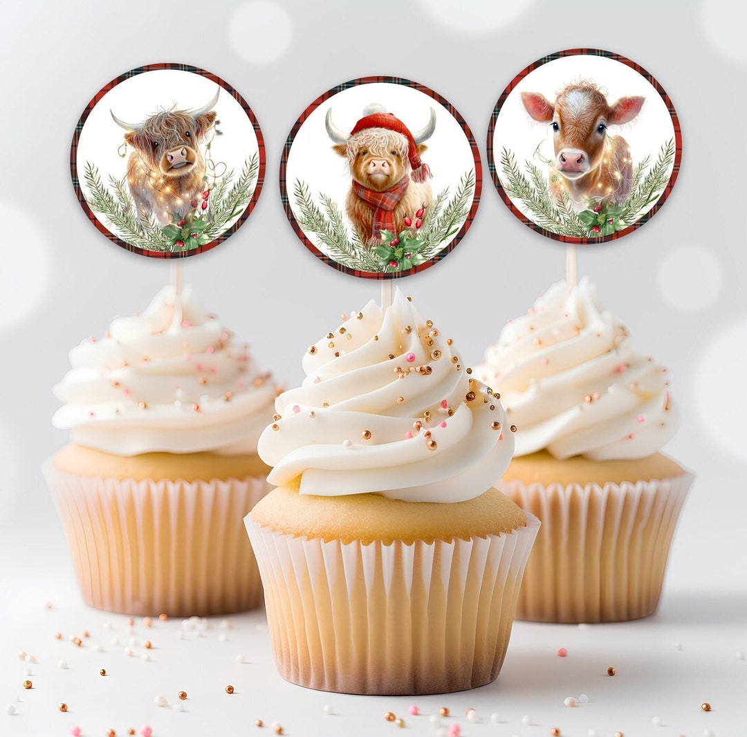 Printable Highland Cow Cake Toppers Christmas Cake Toppers, Birthday ...