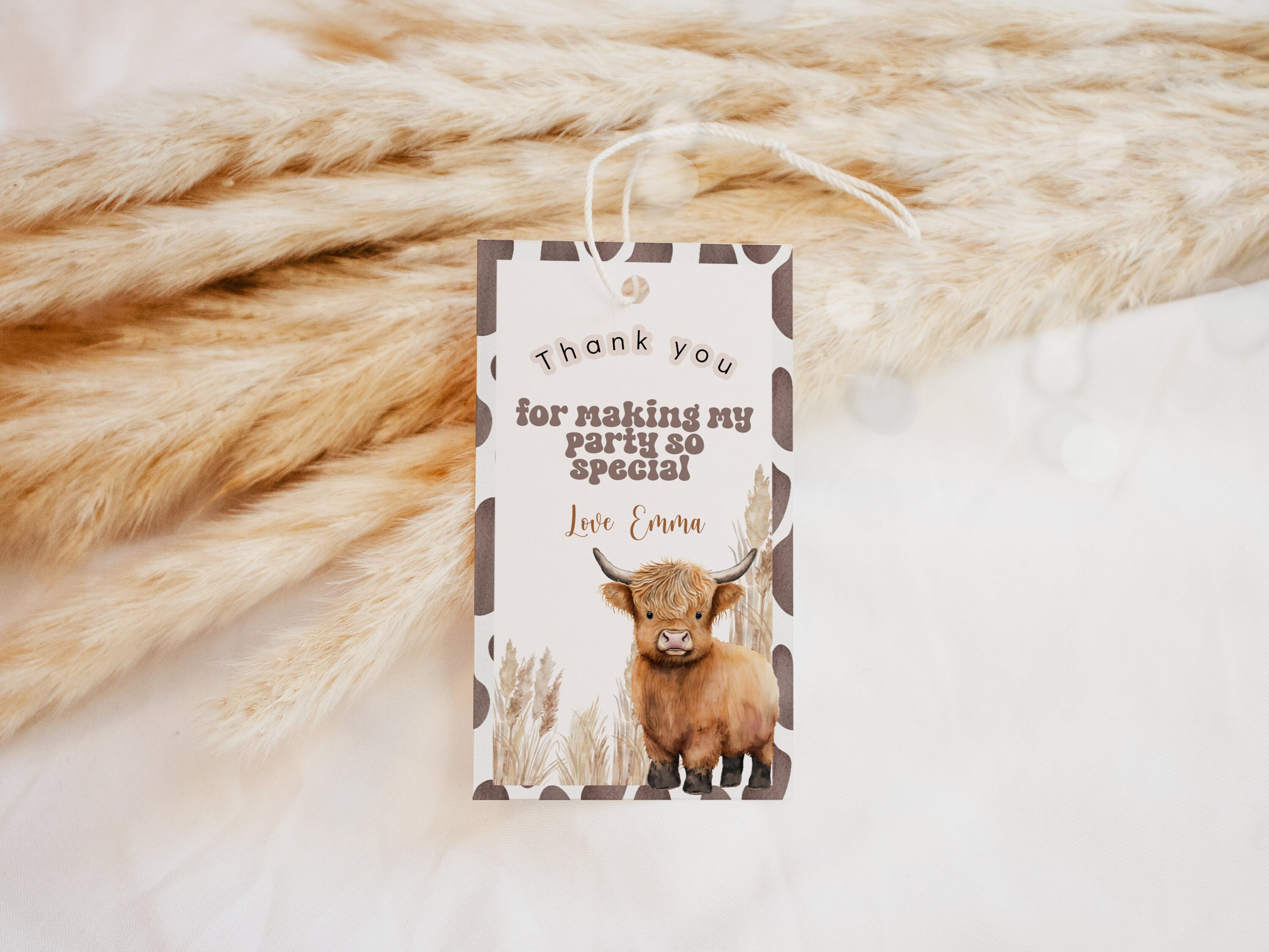 Editable Highland Cow Gift Tags, Birthday Party Favors, Baby Shower ...