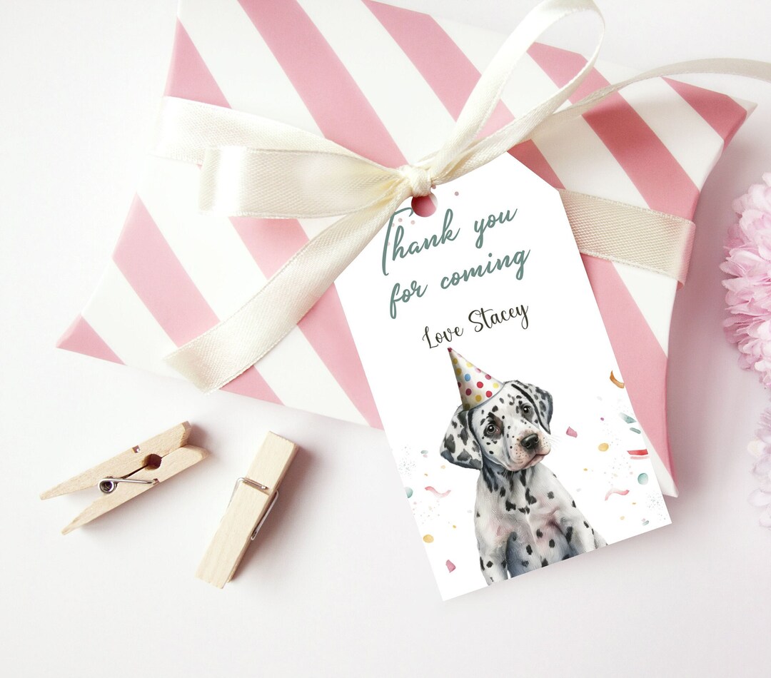 Editable Thank You Party Favor Tags ,dalmatian Gift Tags Labels ...
