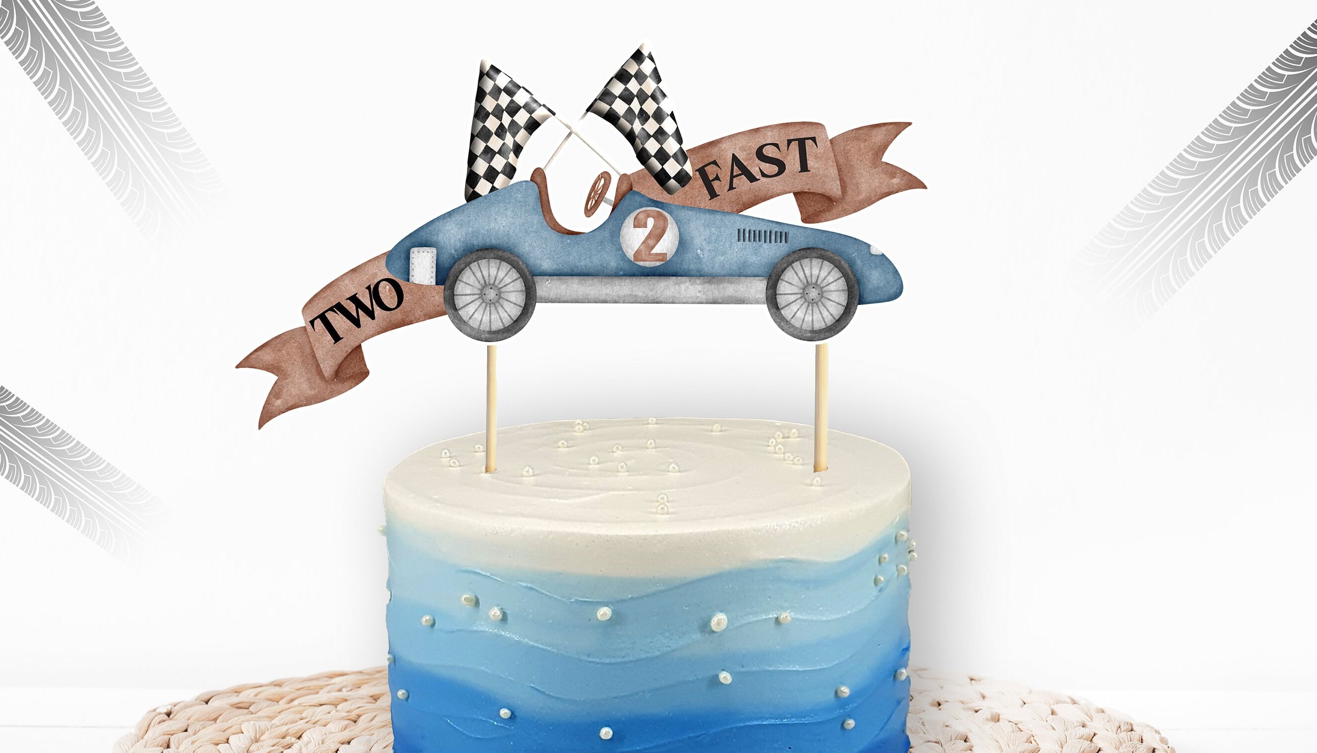 Printable Two Fast Cake Topper, Centrepiece, Race Car 2nd Birthday, Car ...