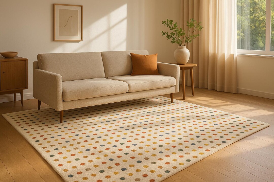 Hand-tufted Wool Polka Dot Rug: Modern Multicolor Plush Carpet, 8x10 - Etsy