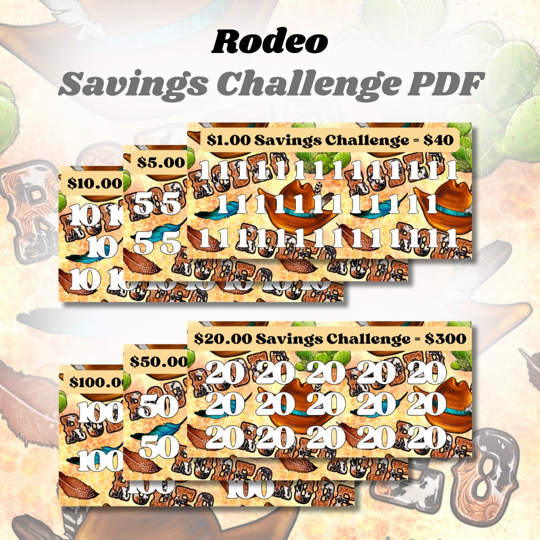 6pc Rodeo Design Savings Tracker Sheet Printable PDF Cash Envelope A6 ...
