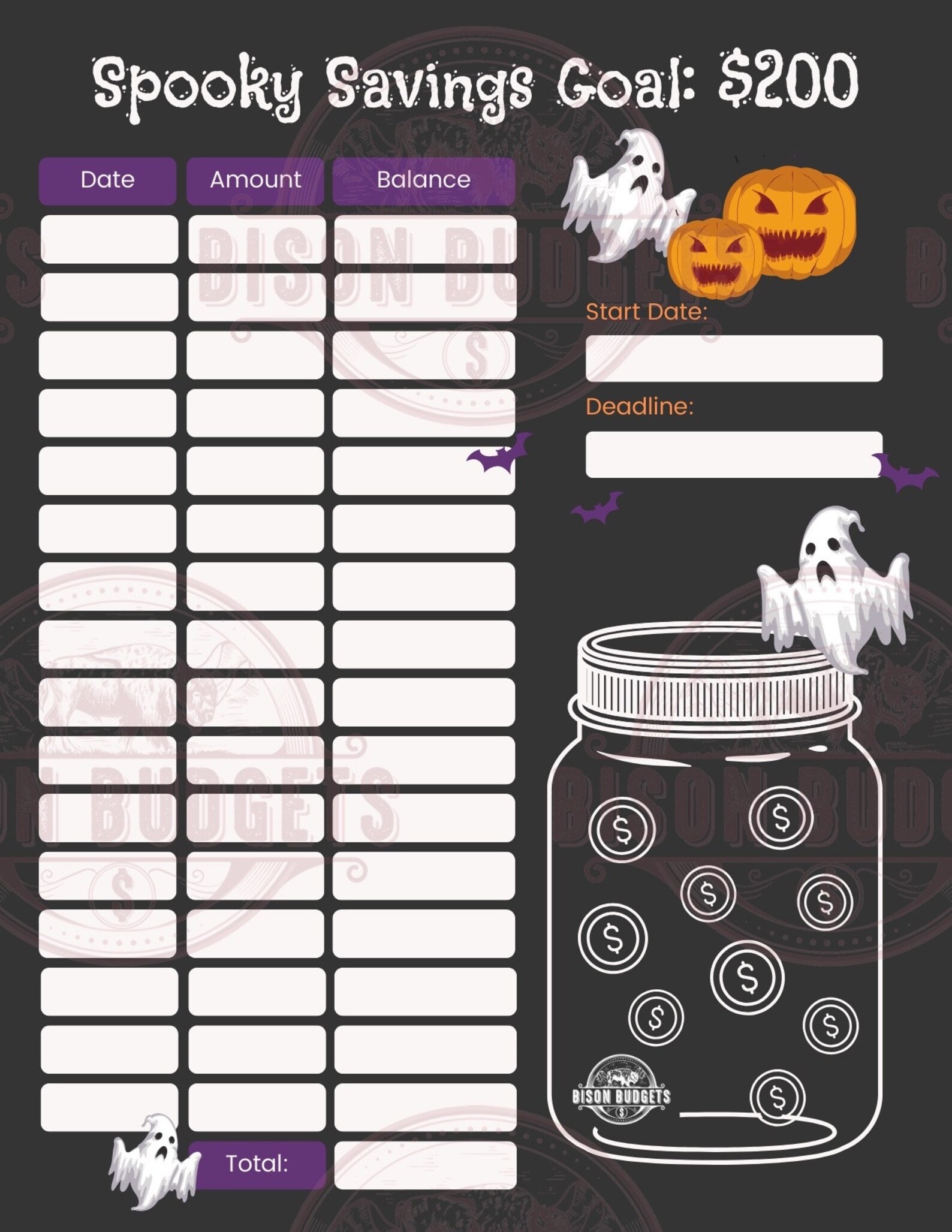 Spooky Savings, Halloween Savings Challenge Scratch off Card, 200 A6 ...