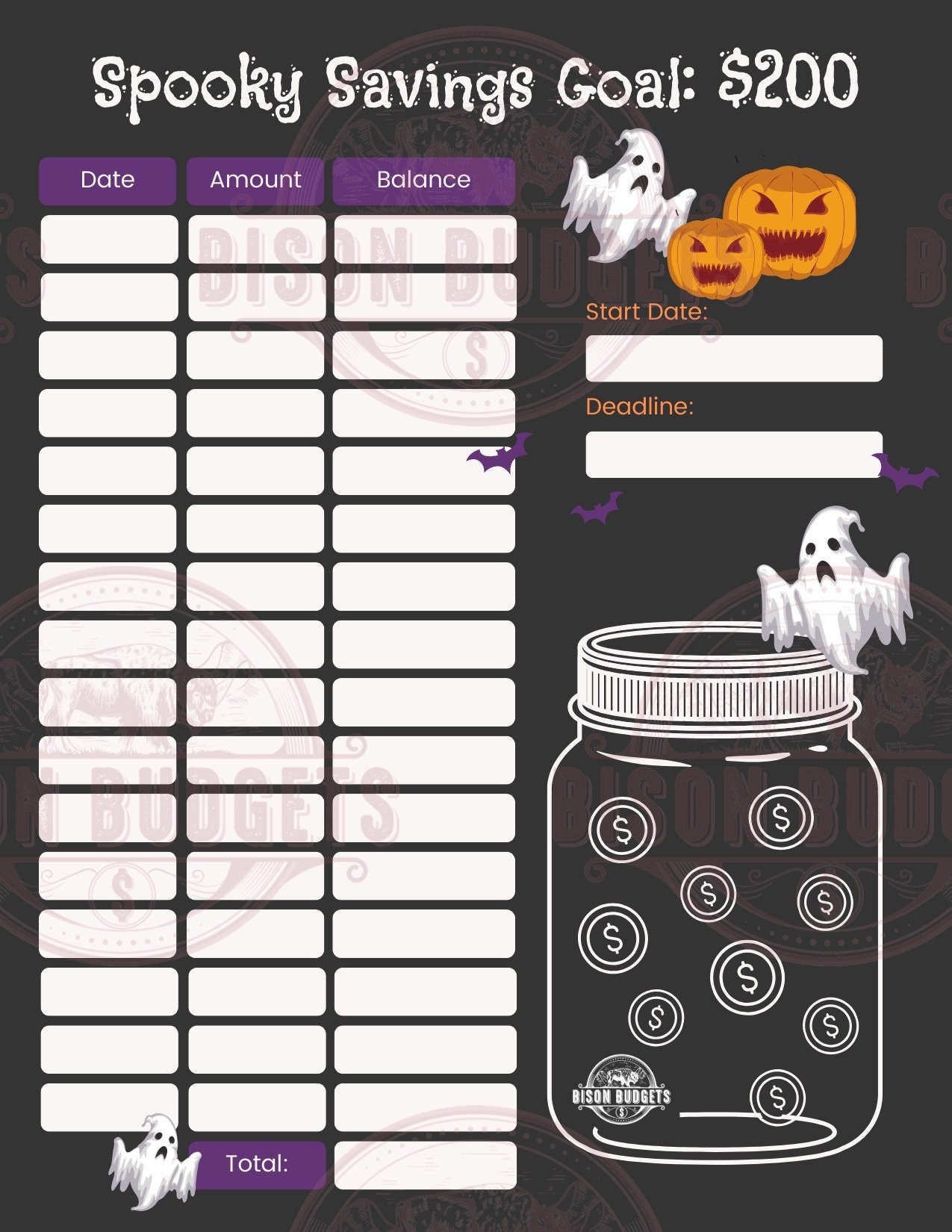 Spooky Savings, Halloween Savings Challenge Scratch off Card, 200 A6 ...